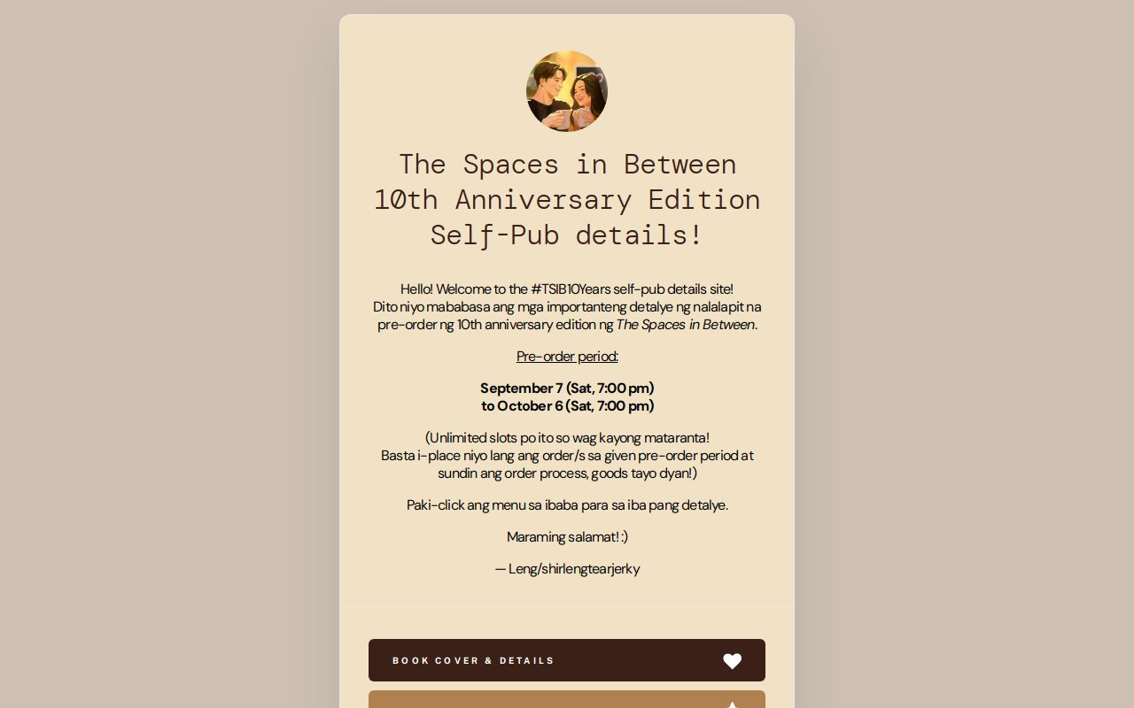TSIB10Years Pre-order Details (2024)